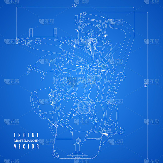 blueprint engine, project technical drawing on the