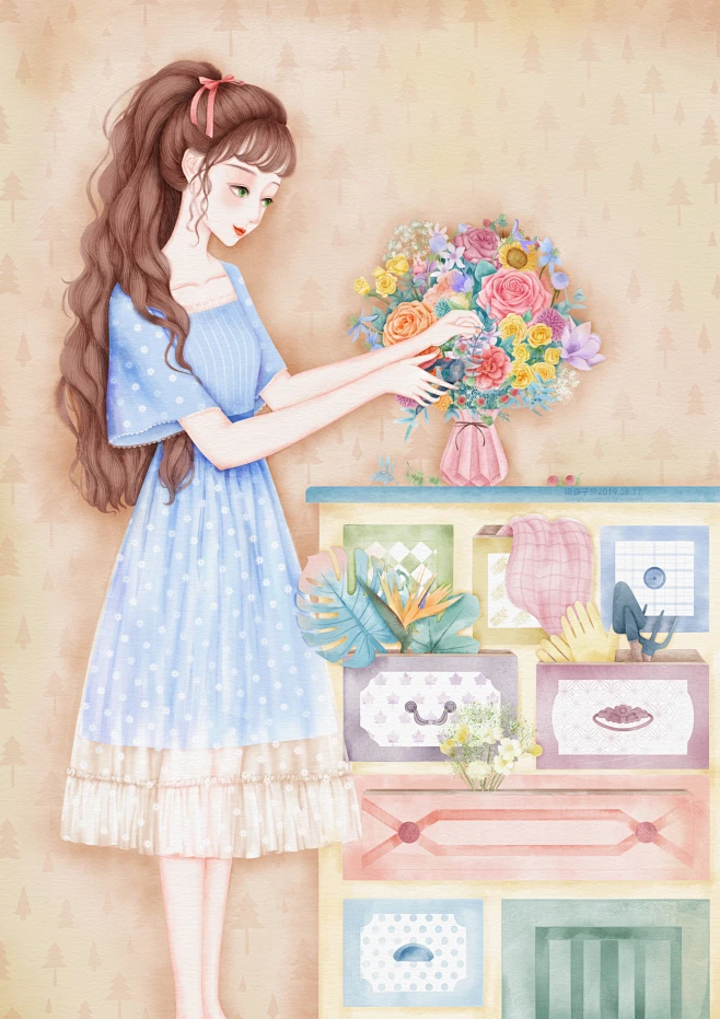 水彩少女_须弥子芥__插画师作品_涂鸦王国gracg.com-花瓣网