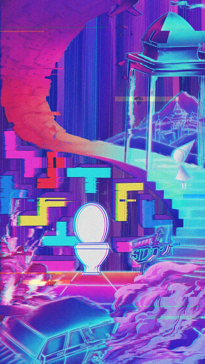 场景 放松 故障 游戏 蒸汽波 赛博朋克 马桶-花瓣网