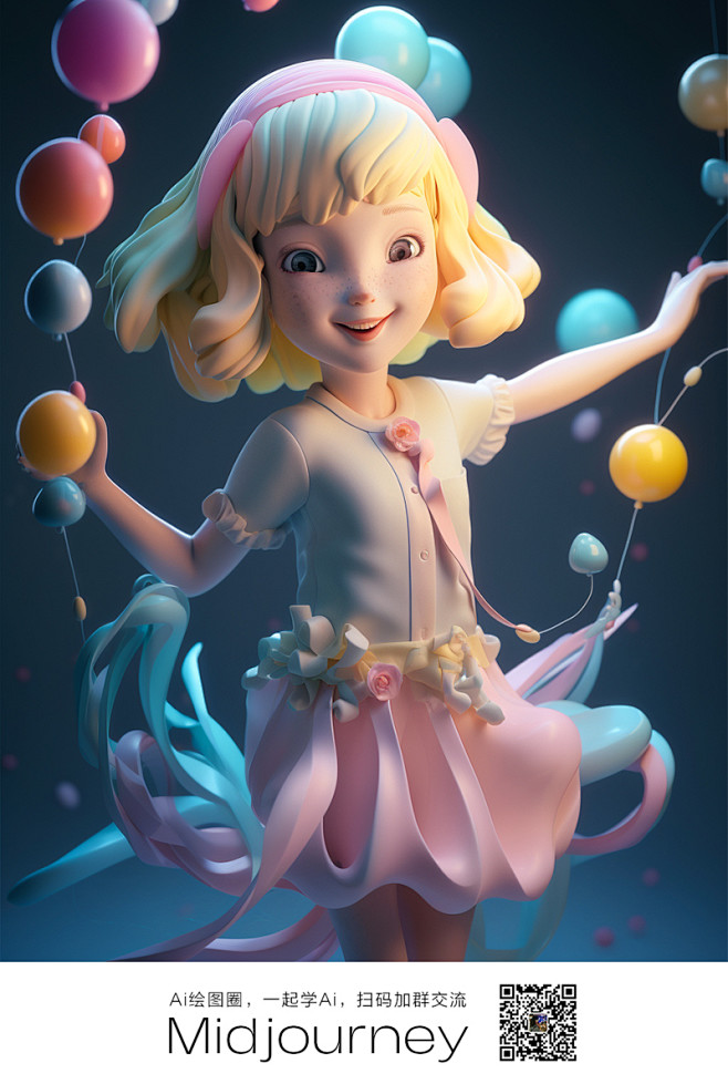 C4D效果卡通人物ai绘图Midjourney关键词分享：05