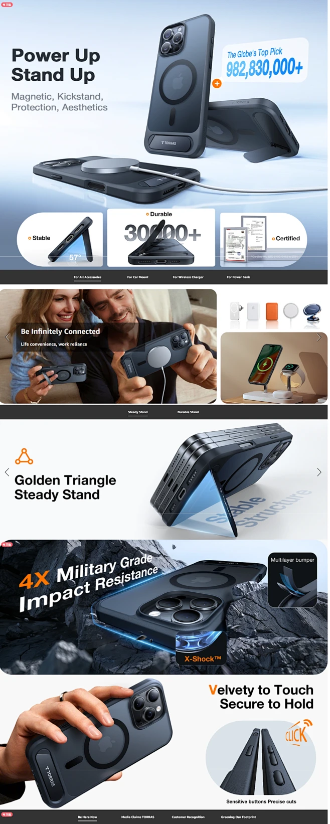 Amazon.com: TORRAS Strong Magnetic & Seamless Stand for iPhone 16 Pro ...