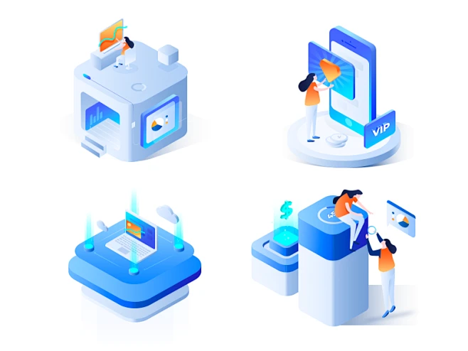 2.5D illustration icon app-花瓣网