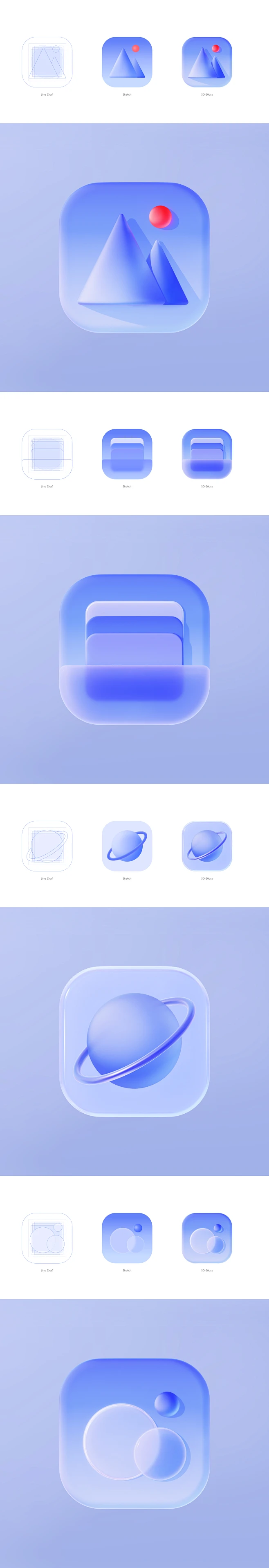 UI 3D app icon design icons 3d icon blender Render-花瓣网