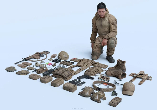 BMS特种部队士兵人物头盔衣服装备角色动作绑定3D模型FBX/OBJ/UE格式设计素材 BIG MEDIUM SMALL – Special Ops插图13-花瓣网