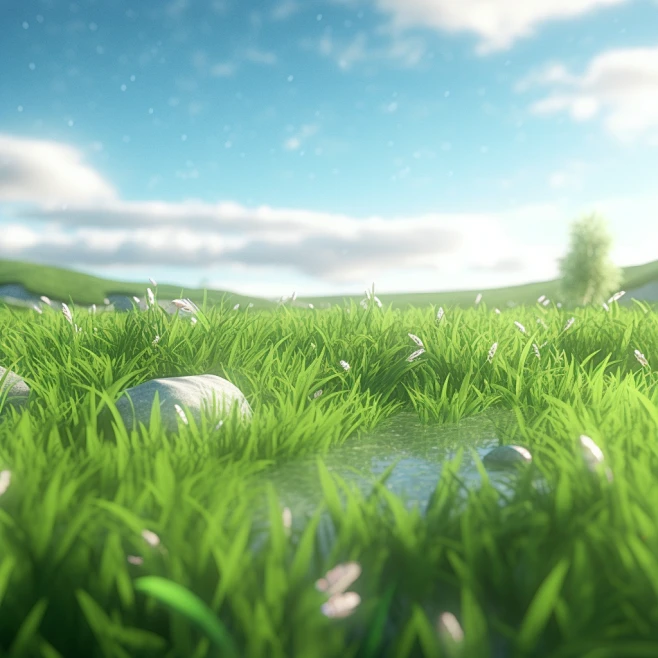 Green field, simple and clean background, C4D Octane rendering 8k, ar 3 ...