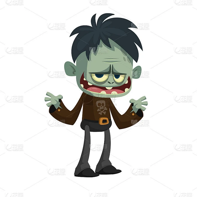 Cartoon angry zombie illustration素材-花瓣网