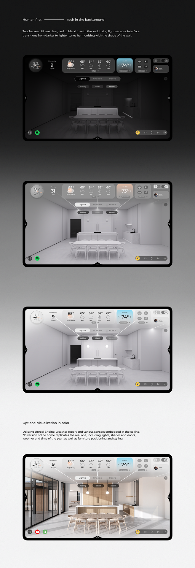 Smart Home hmi neumorphism glassmorphism Unreal Engine 3D innovation ai ...