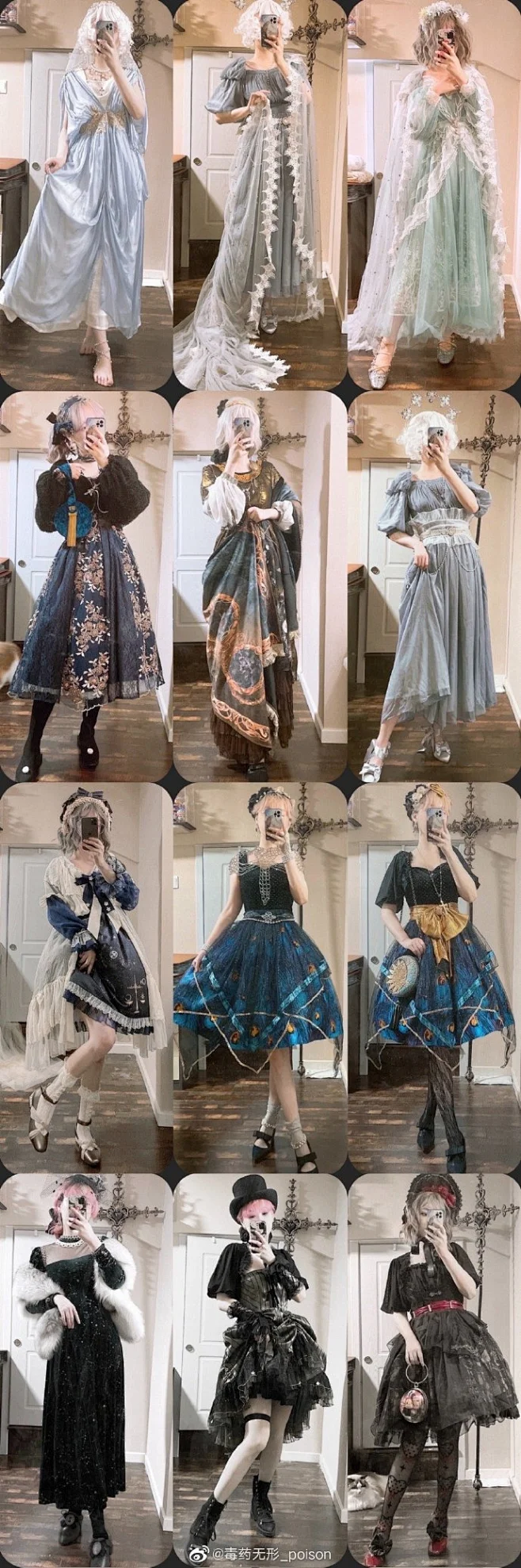 LOLITA超话#2021年##年终总结# 不想烦心事了！！发个开心的穿搭合集 成分：哥特> cla > 辣妹风 >甜 今年很开心入了y2k的坑，辣妹风yyds！ 居然有100+套，要是我画能 ...