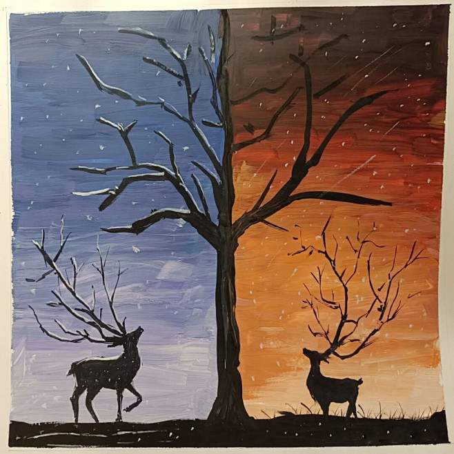 色彩构成作业，冷暖对比