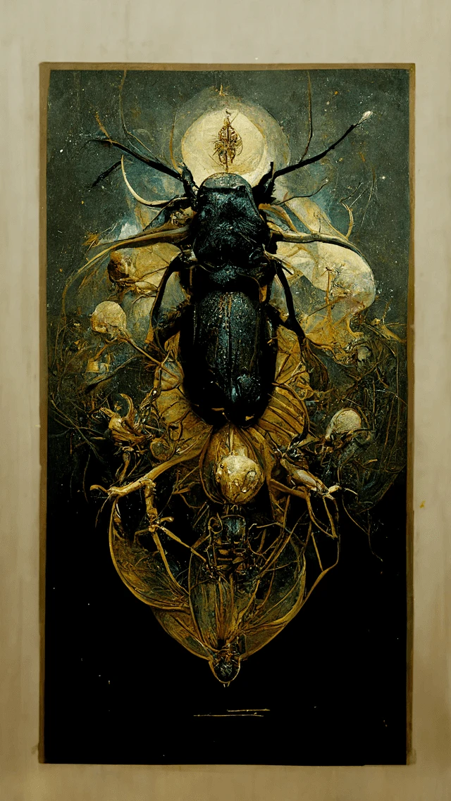 symmetrical staghorn beetle, egyptian scarab, black paper, symetrical ...