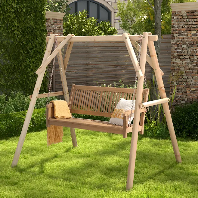 Amazon.com: SUNSITT Porch Swing Chair Outdoor Wooden Swing Bench with ...