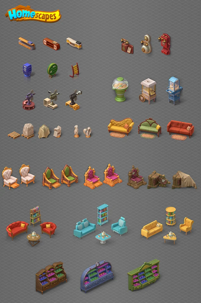 building casual game gardenscapes homescapes Isometric match3 mobile ...