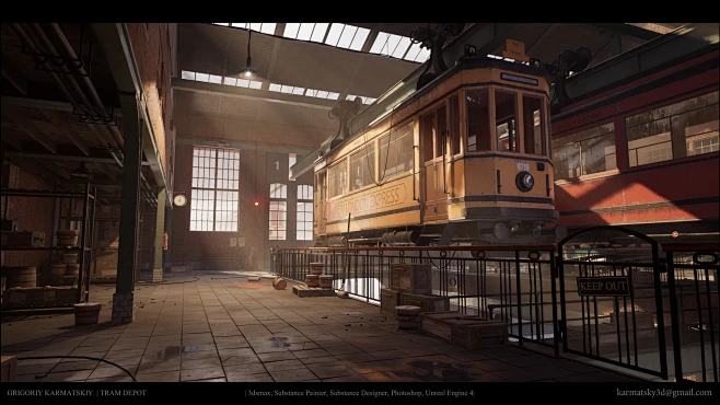 Tram Depot, Grigoriy Karmatskiy : Tram depot scene I created during ...