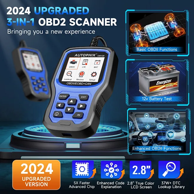 Amazon.com: 2024 Upgraded AUTOPHIX OM129 OBD2 Scanner Diagnostic Tool 3 ...