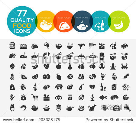 77 high quality food icons ...