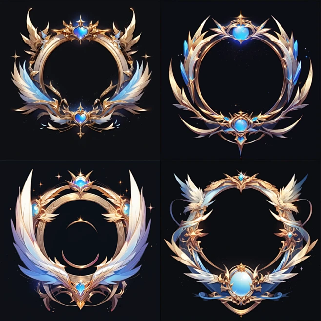 hulei181717_Round_game_avatar_frame_made_of_golden_metal_and_bl ...