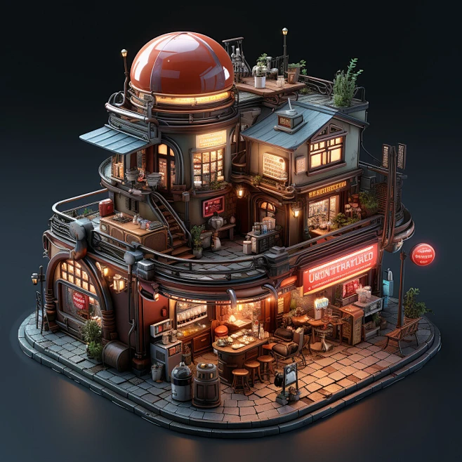 Isometric Blender 3D model-花瓣网