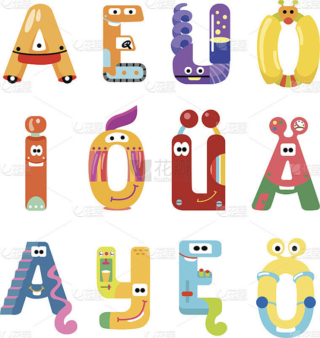 拉丁字母的元音就像不同的机器人图片_其他图片图片素材-花瓣网