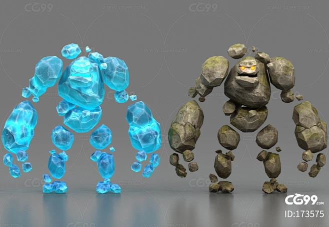 次世代石头人 傀儡 土元素 水晶人 山岭巨人 石头巨人 石像怪-cg模型免费下载-CG99-花瓣网