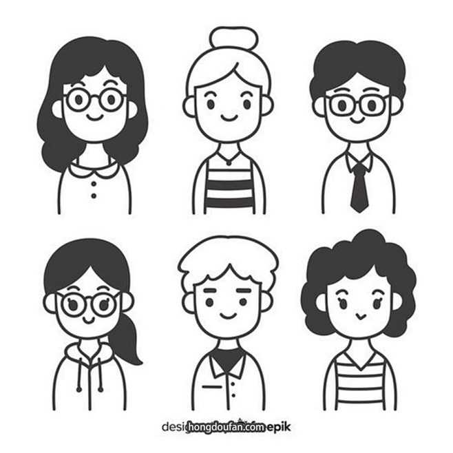 10张超多卡通人物小头像简笔画-红豆饭小学生简笔画大全