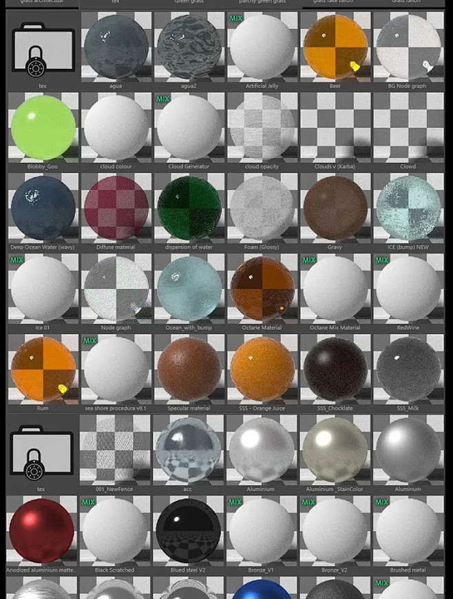 OC材质球 C4D材质球贴图预设金属木材玻璃纹理材质包素材源文件-淘宝网-花瓣网