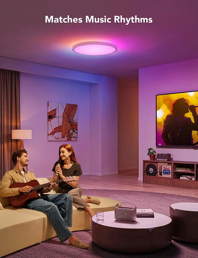 Govee Smart Ceiling Light, RGBIC LED Ceiling Light Fixture, 2400L-花瓣网