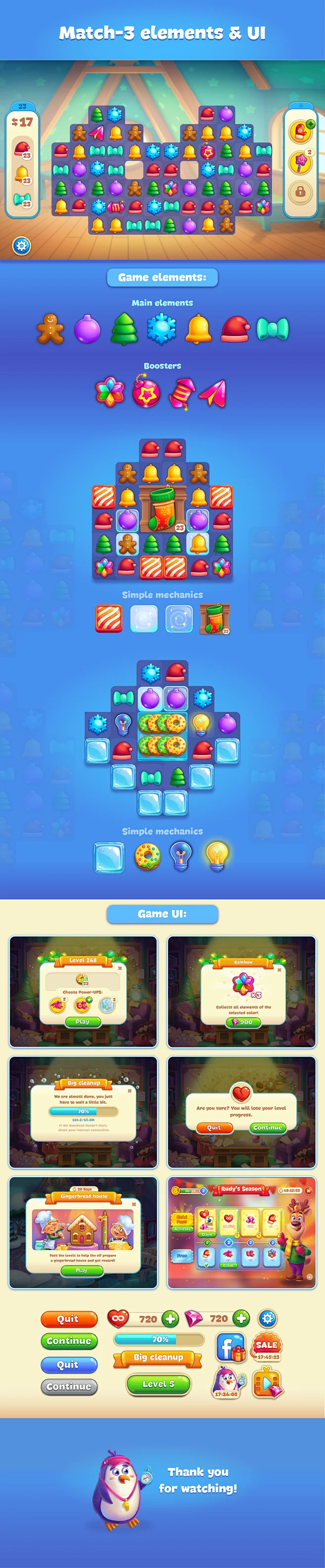 Game Art 2D game ui mobile UI/UX casual game match 3 mobile game ...