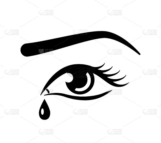 Female eye with tear simple flat vector icon isola素材-花瓣网
