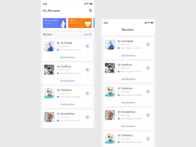 Appointments App UI search experience doctor health call location ui ...