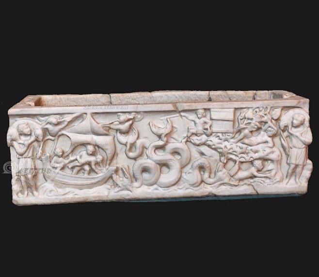 墓地石棺浮雕二，古罗马希腊雅典宗教神话人物 - 雕塑3d模型 3dsnail模型网